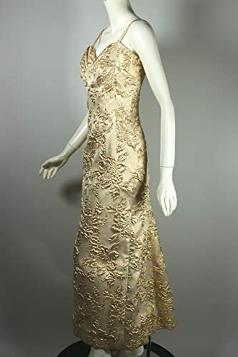 Silk Brocade Fabric -Beige/Gold Floral 44" BRO9[3]