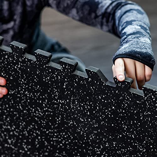 SUPERJARE 0.56โ Thick Exercise Equipment Mats, 48 Sq Ft EVA Foam Mats with Rubber Top, Interlocking Rubber Floor Tiles for Home Gym and Fitness Room, Protective Flooring Mat,Black/ White
