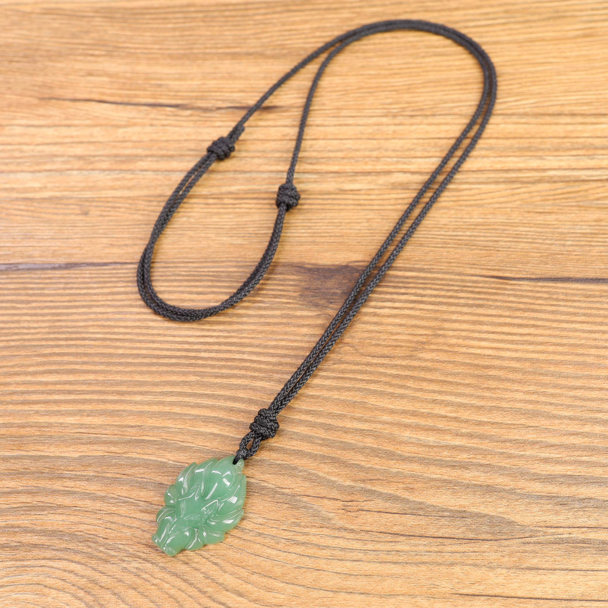 COAI Green Aventurine Stone Amulet Nine Tailed Fox Pendant Necklace for Women Girls