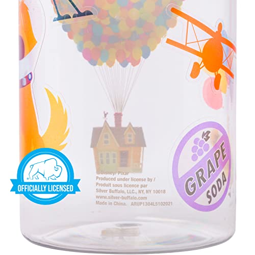 Silver Buffalo Disney Pixar Up House and Balloons Twist Spout Plastic Water Bottle with Stickers You Stick Yourself, 32 Ounces