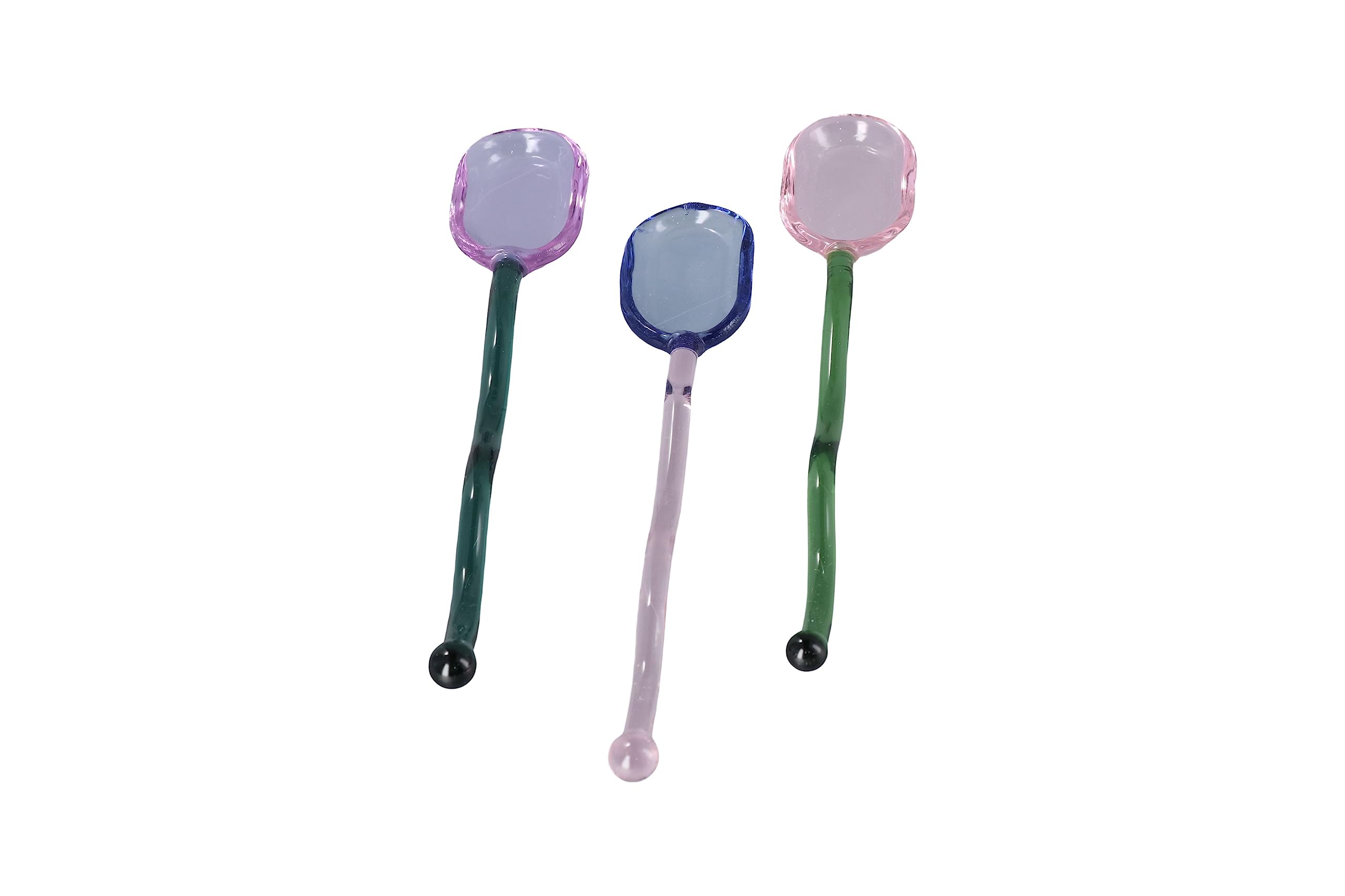 Leadigol Glass Spoon,Creative Colorful Glass Sugar Spoon Tea Spoon Soup Spoons Cooking Spoon Coffee Spoons Dessert Spoon Spoons Set 5PCS