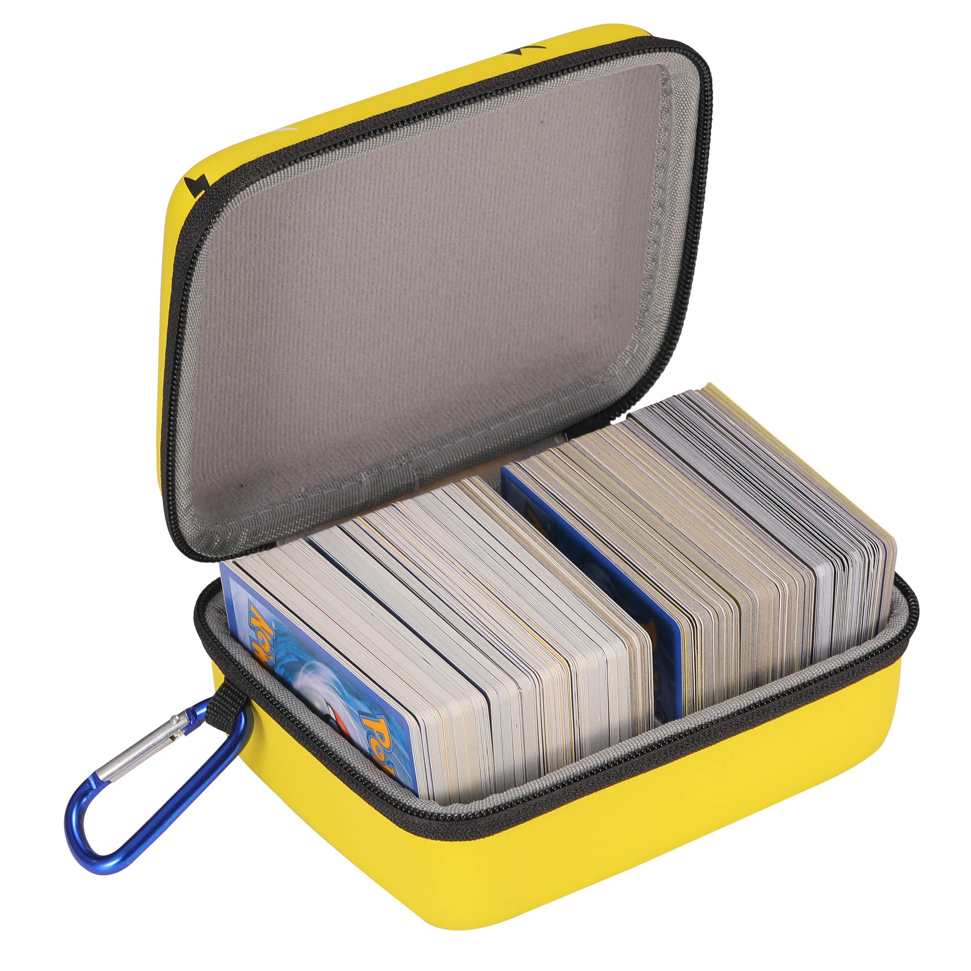 D DACCKIT Case for Pokemon Trading Cards, Fits Up to 400 Cards, Card Holder with Hand Strap & Carabiner - Lightning Yellow