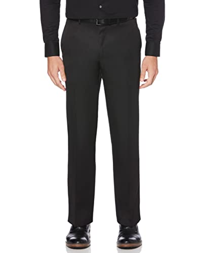 Perry Ellis Portfolio Men's Performance Dress Pant, Modern Fit, Non-Iron, Flat Front Stretch (Waist Size 30 - 42), Black, 38W x 30L