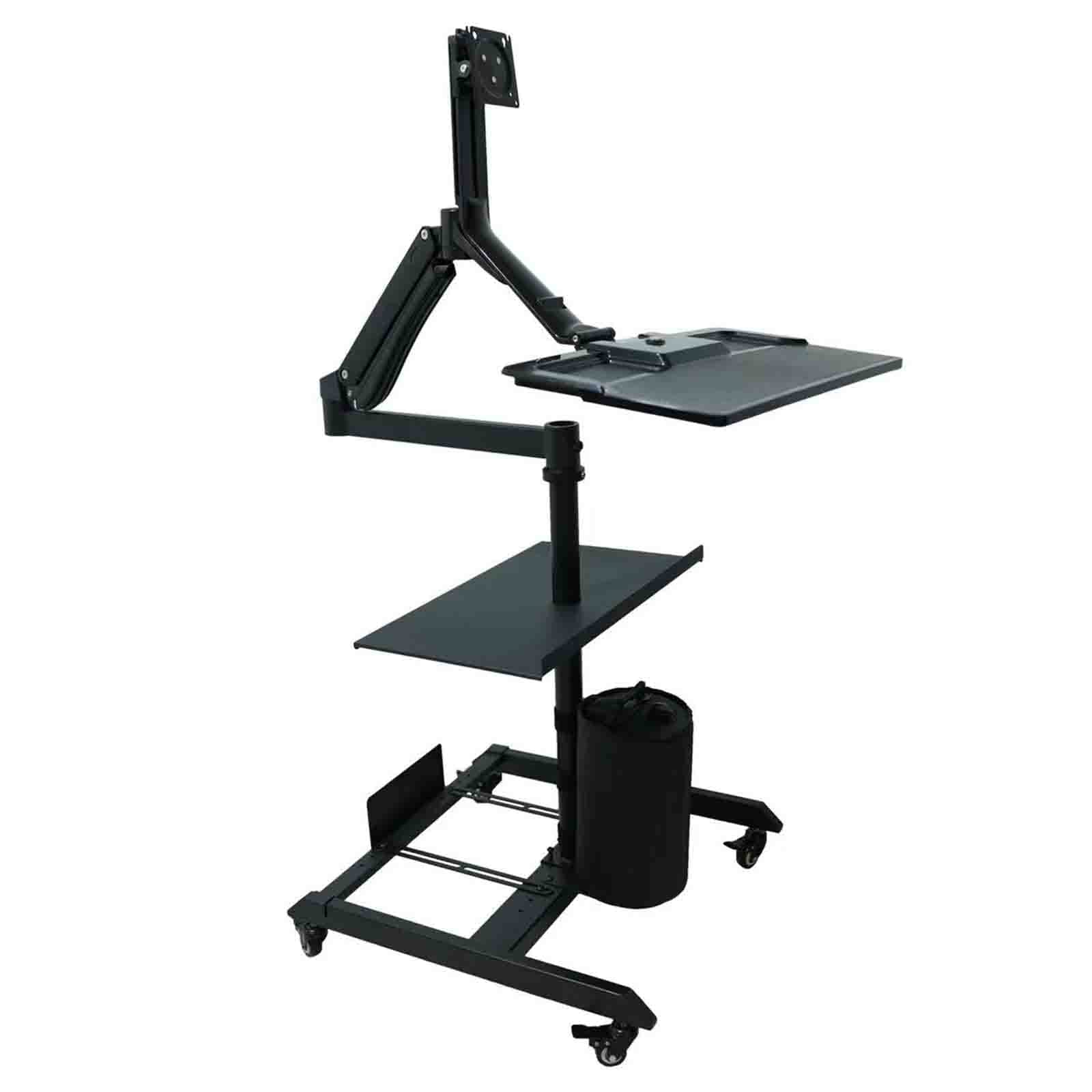 DADHI Single Gas Spring Arm Desk Stand/Holder Table,for 49" Computer Monitor,with Cup Holder Keyboard Tray,Height Adjustable Table