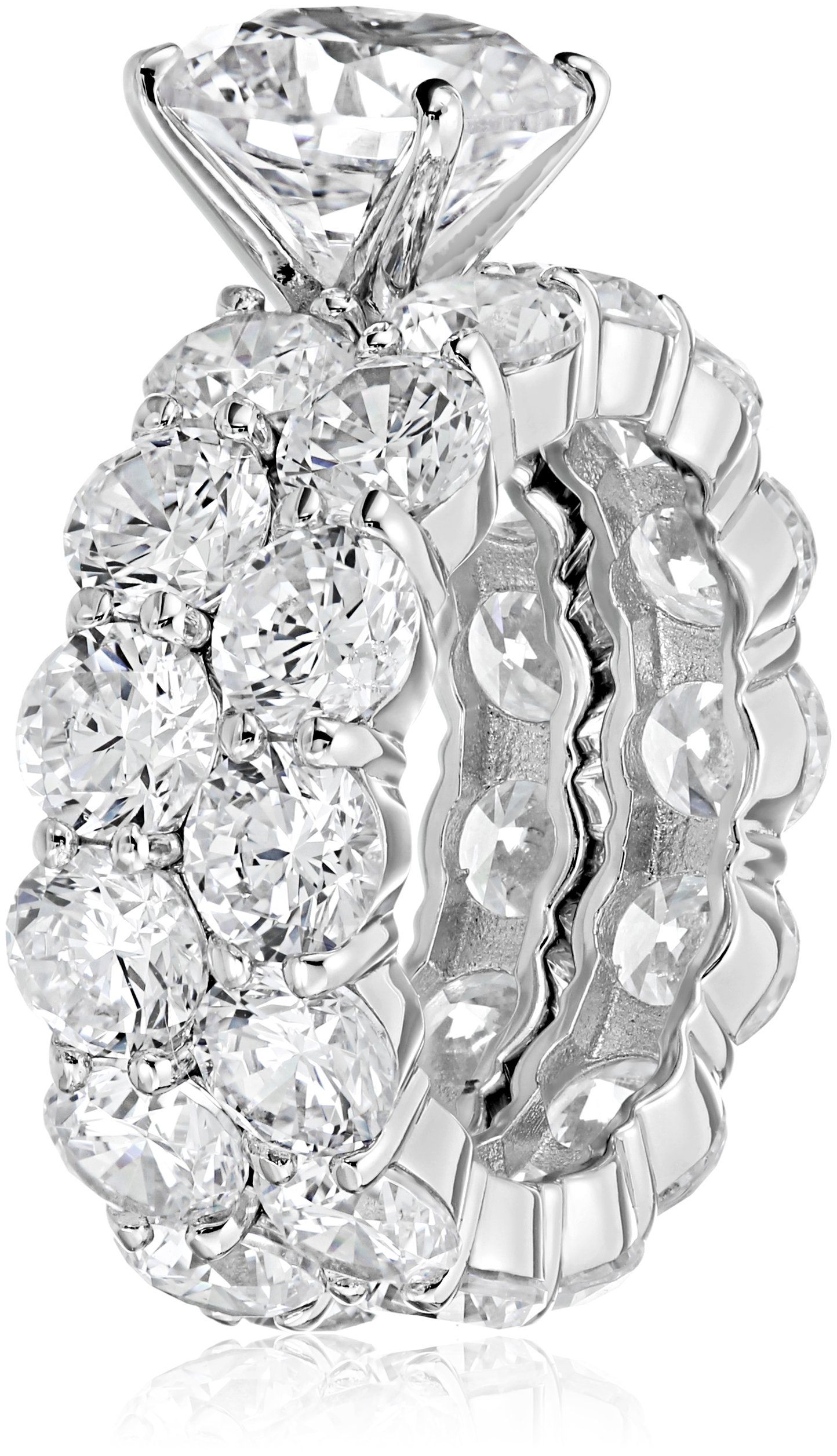 Charles Winston, S Silver, Cubic Zirconia Wedding Ring/Band Set, 4.00 ct. Center, 17.00 ct. tw., Size 7