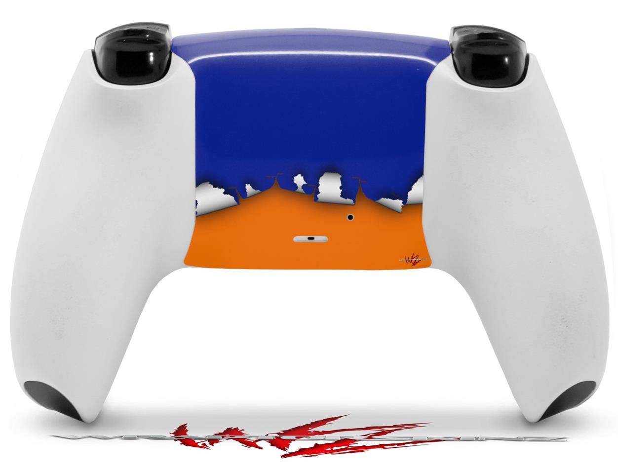 WraptorSkinz Skin Wrap compatible with Sony PS5 DualSense Controller Ripped Colors Blue Orange (CONTROLLER NOT INCLUDED)