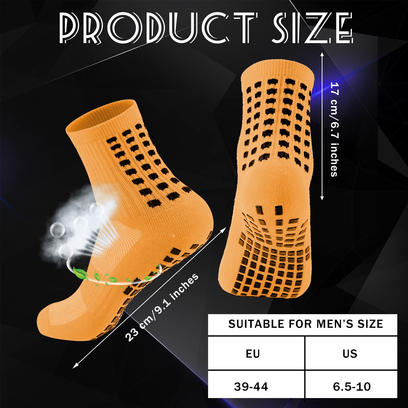 Elfcool Mens Soccer Socks, 6 Pairs Non-Slip Pads Athletic Socks for Football (MultiColored)