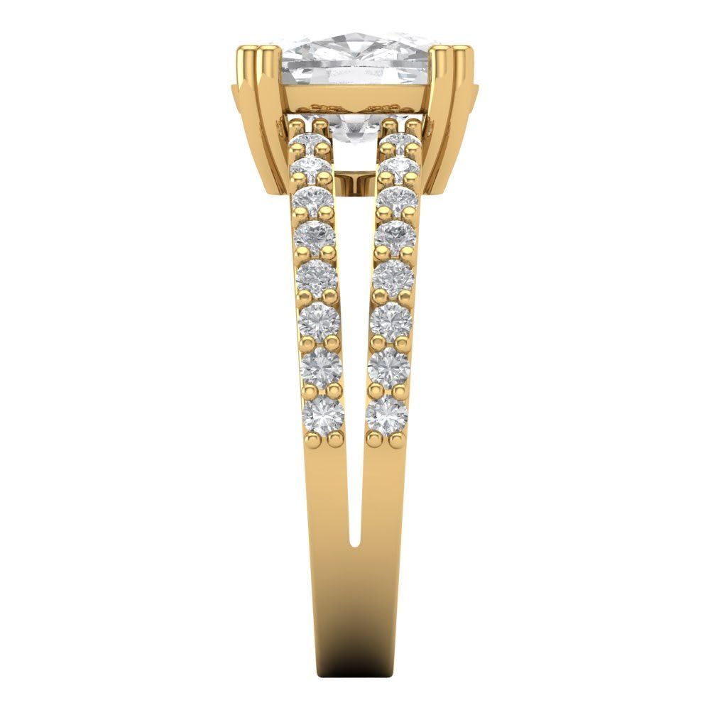 Clara Pucci 3.50 ct Cushion Cut Solitaire Lab Created White Sapphire Designer Anniversary Bridal Engagement Ring 14k Yellow Gold 7