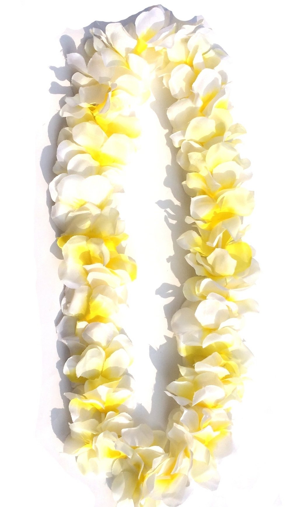 LITTLE FEATHER Large White Flower Leis for Tropical Hawaiian Luau Bridal Shower Party Favors,Pack of 6Pcs