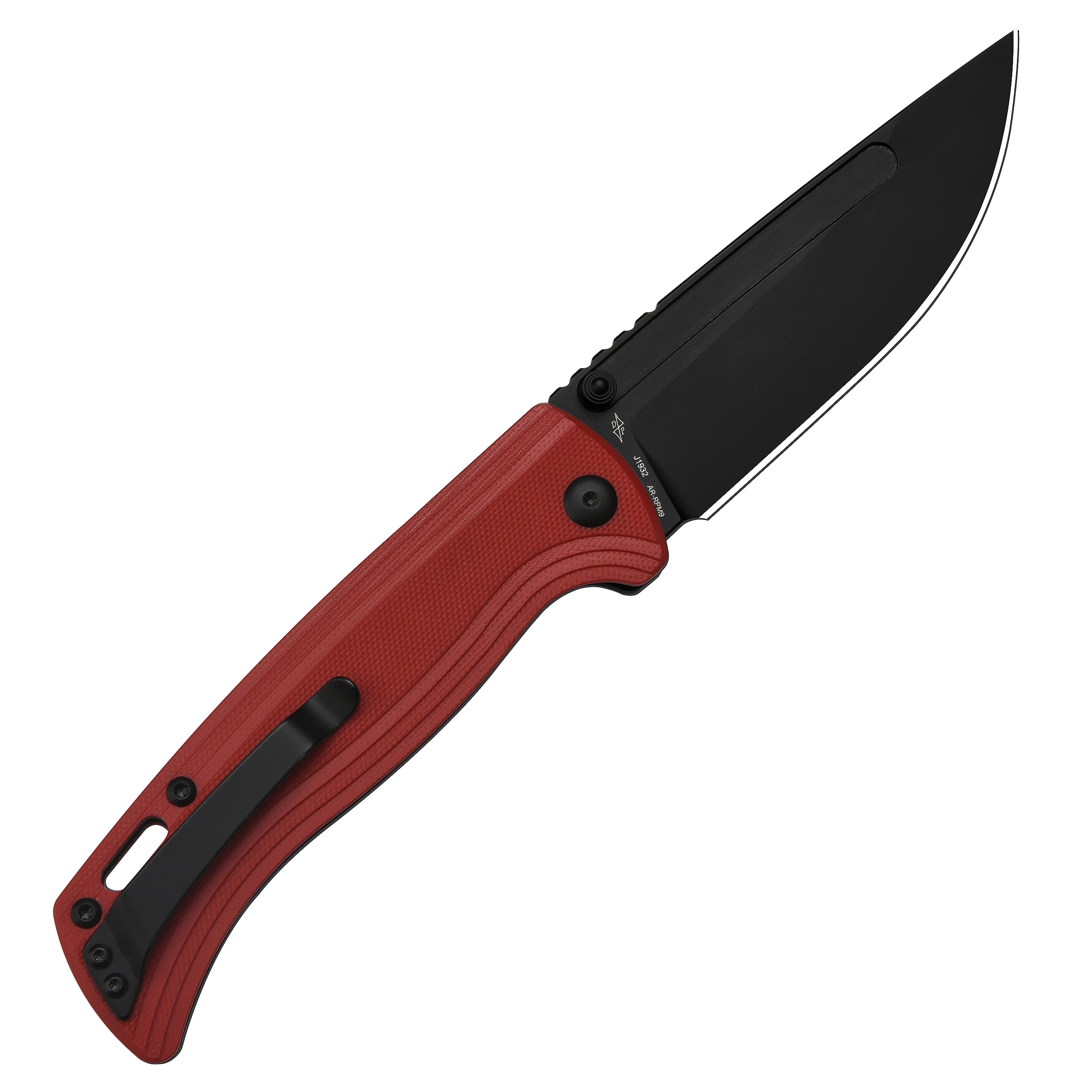 CJRB CUTLERY Folding Knife Resource (J1932) Black PVD AR-RPM9 Steel Blade and Red G10 Handle