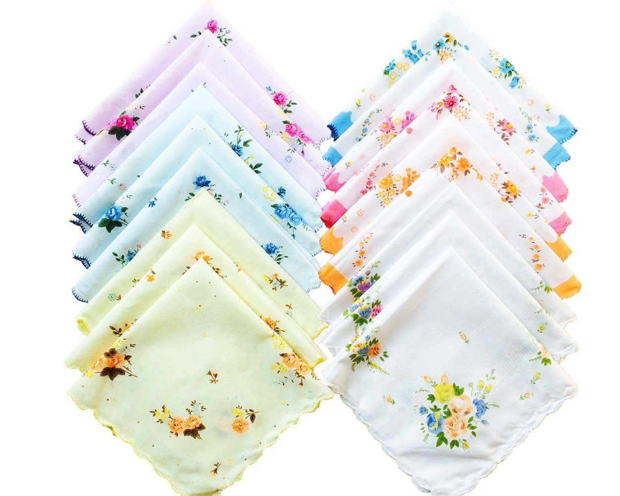 CoCoUSM Womens Vintage Floral Print Cotton handkerchiefs Bulk 10 PCS