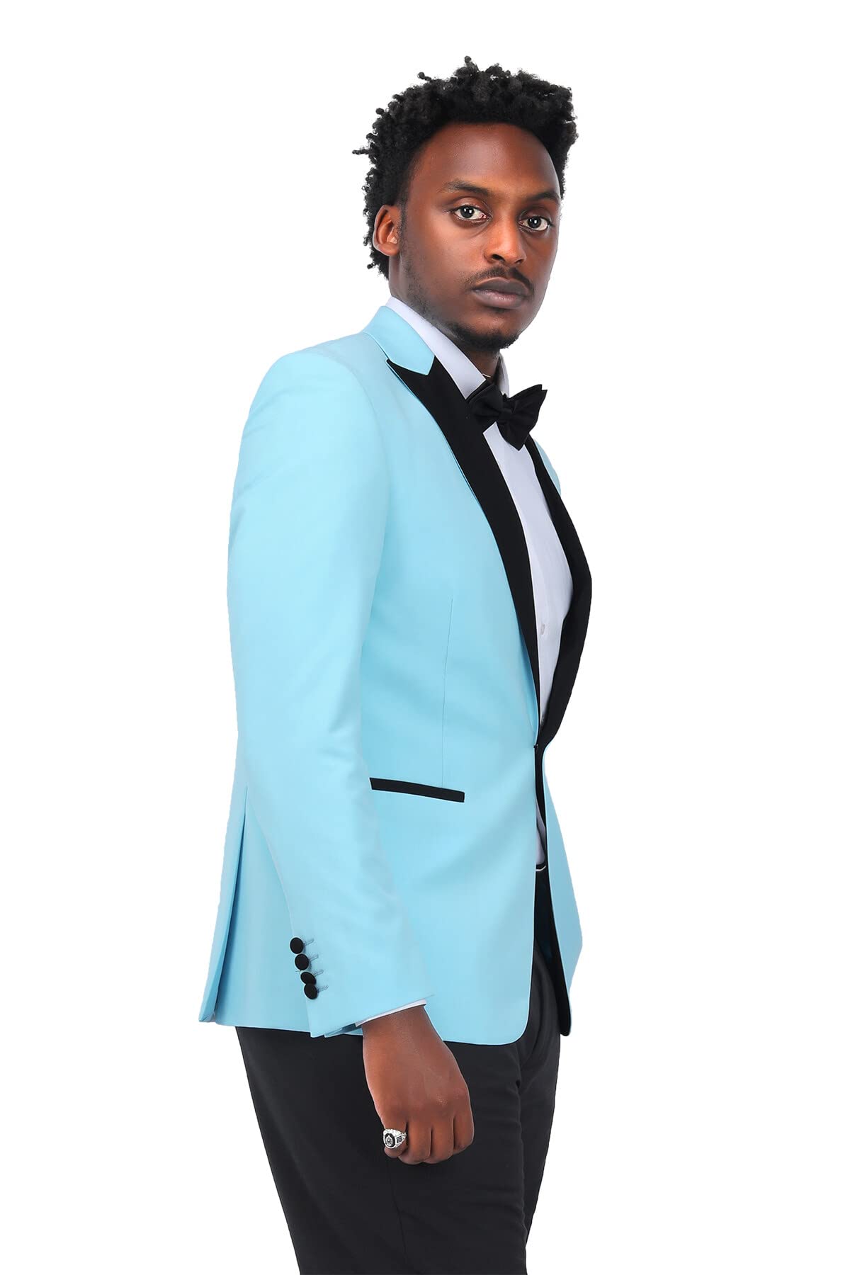 Cloudstyle Mens 3 Piece Suit Prom Colour Fashion Blazer Single Breasted Vest Jacket Pants Sky Blue