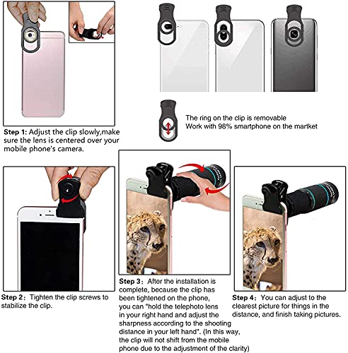 Phone Camera Lens Kit 10 in 1 for iPhone Samsung Pixel Android, 22X Telephoto Lens, 0.62X Super Wide Angle Lens&25X Macro Lens, 235° Fisheye,Kaleidoscopes, Starlight,Tripod,for Most Smartphone