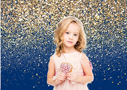 CHAIYA 10X8FT Royal Blue Glitter Backdrop Birthday Backdrop Gold Spots Bokeh Backdrop Wedding Prom Graduation Photography Background…