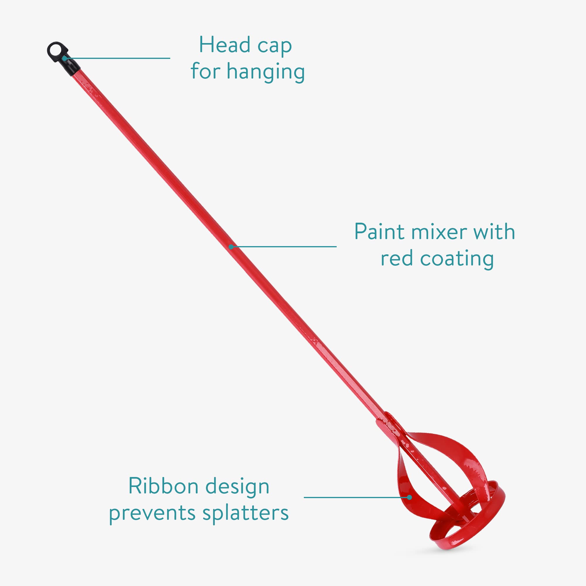 Navaris Set of 2 Paint Mixer for Drill - Heavy Duty Plaster and Paint Mixing Paddle Standard Drills - Painting and Plastering Mixer Stirrer Tool (Red)