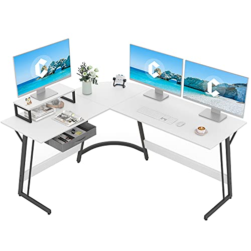 CubiCubi Modern L-Shaped Desk Computer Corner Desk, 59.1 Inch Home Office Writing Study Workstation with Small Table, Space Saving, Easy to Assemble