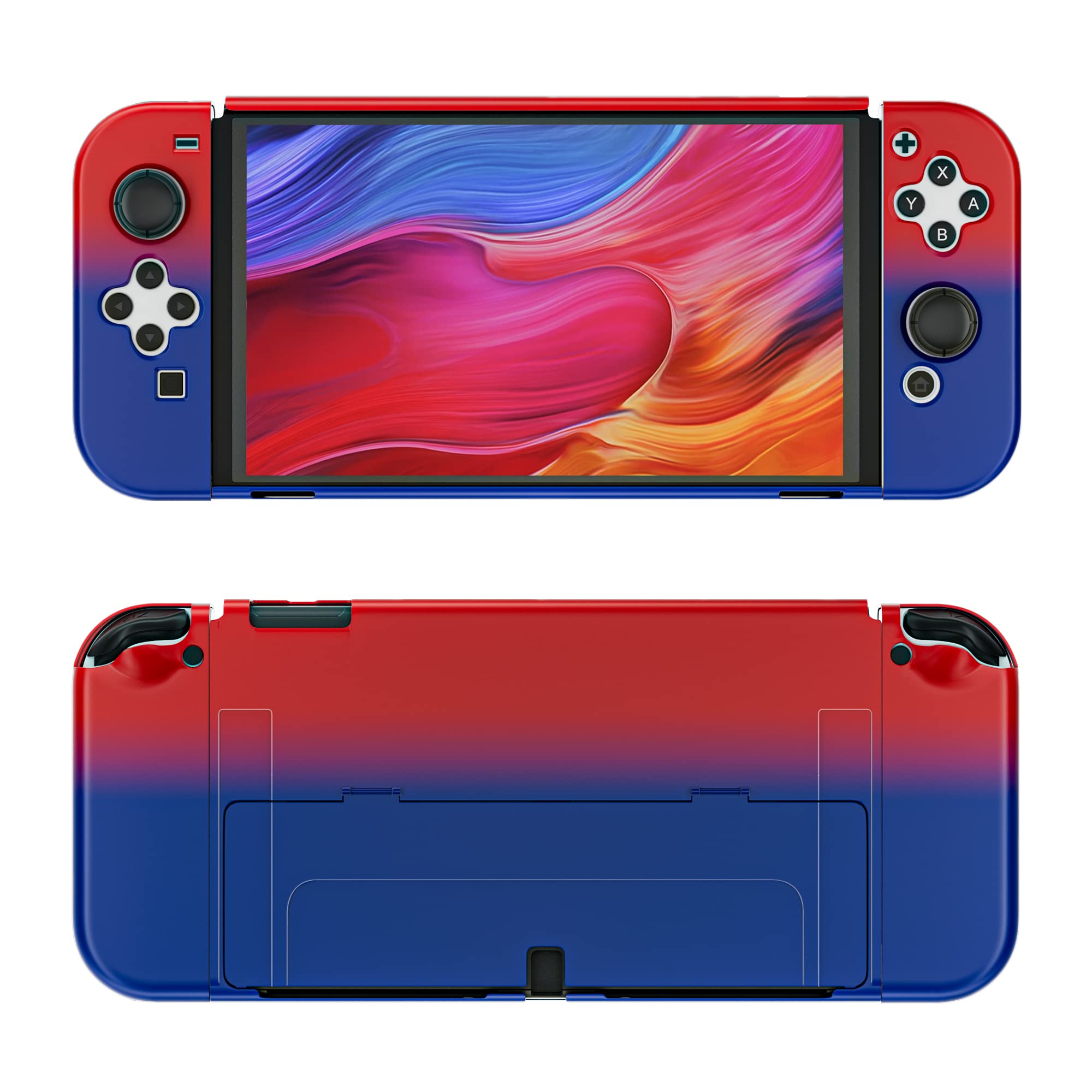 FANPL for Nintendo Switch OLED Case, Dockable Protective Case Cover for Switch OLED and Joy Con Controller (Red & Blue)