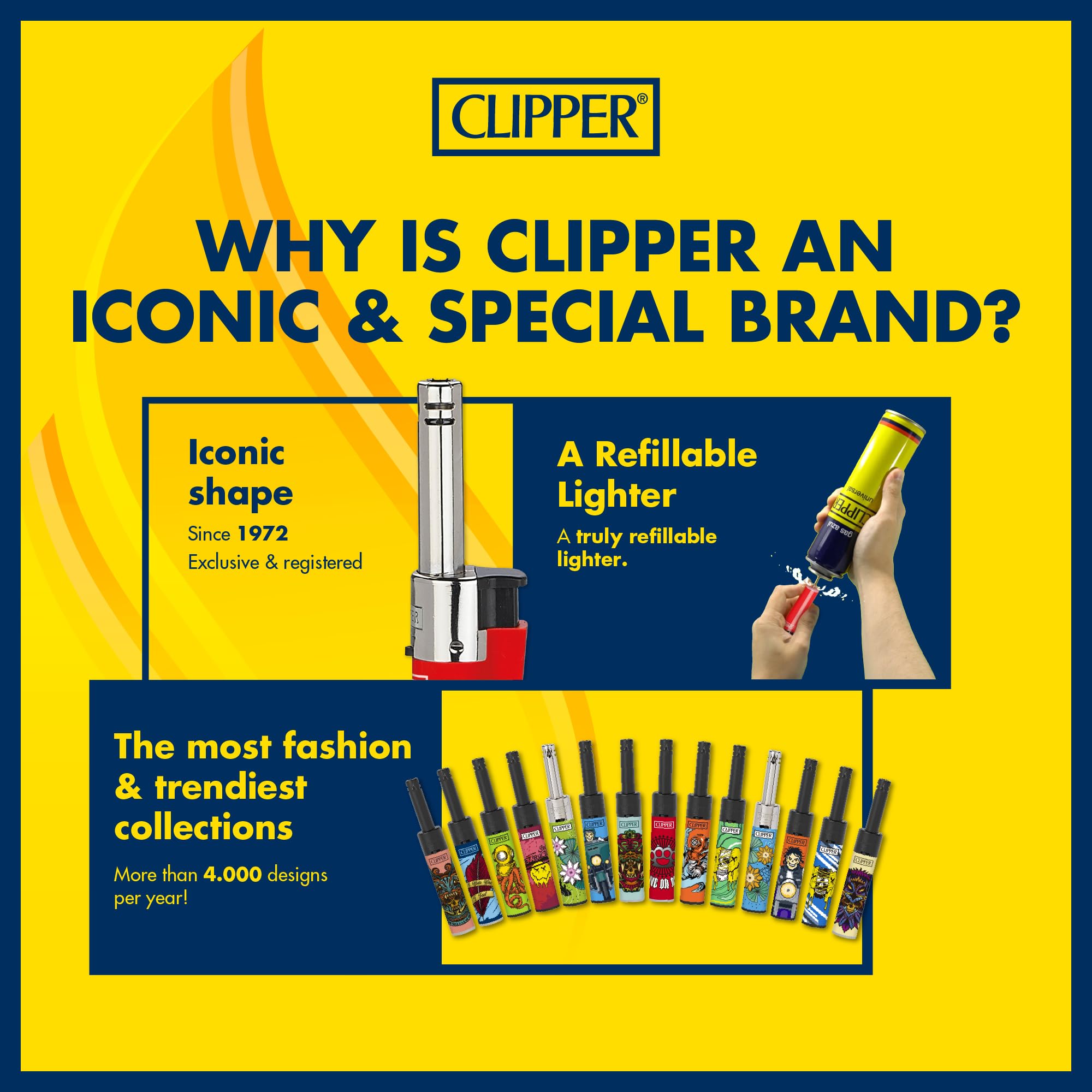 Clipper - Mini Tube Reusable Lighter - Refillable Candle Lighters with Extended Wand and Adjustable Flame - Great Lighters for Candle, BBQ, Firepits, and Use in The Outdoors - 3 Pack - Gradient