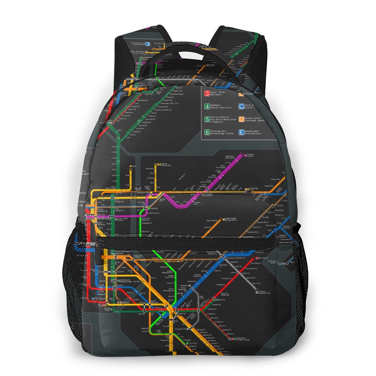 Durable Polyester Rucksacks New York Subway Map Travel Hiking Backpack - Big Capacity Anti-Theft Multipurpose Carry-On Bag for Boys Girls