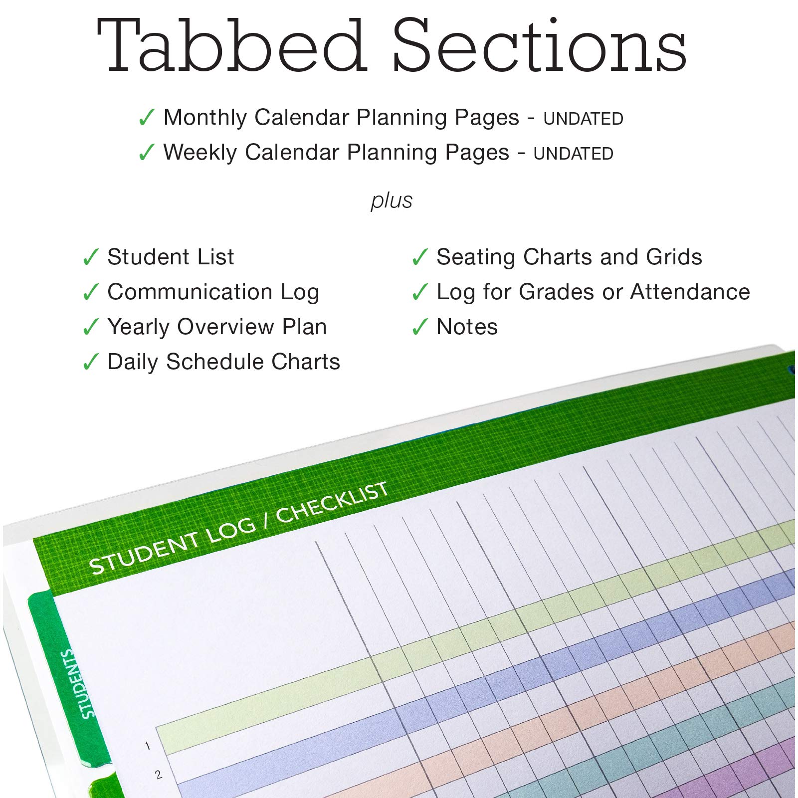 Elan Publishing Company Deluxe Undated Teacher Planner: 8.5x11 Includes 7 Periods, Page Tabs, Bookmark, Planning Stickers, Pocket Folder Daily Weekly Monthly Planner Yearly Agenda (Dark Blue Marble)