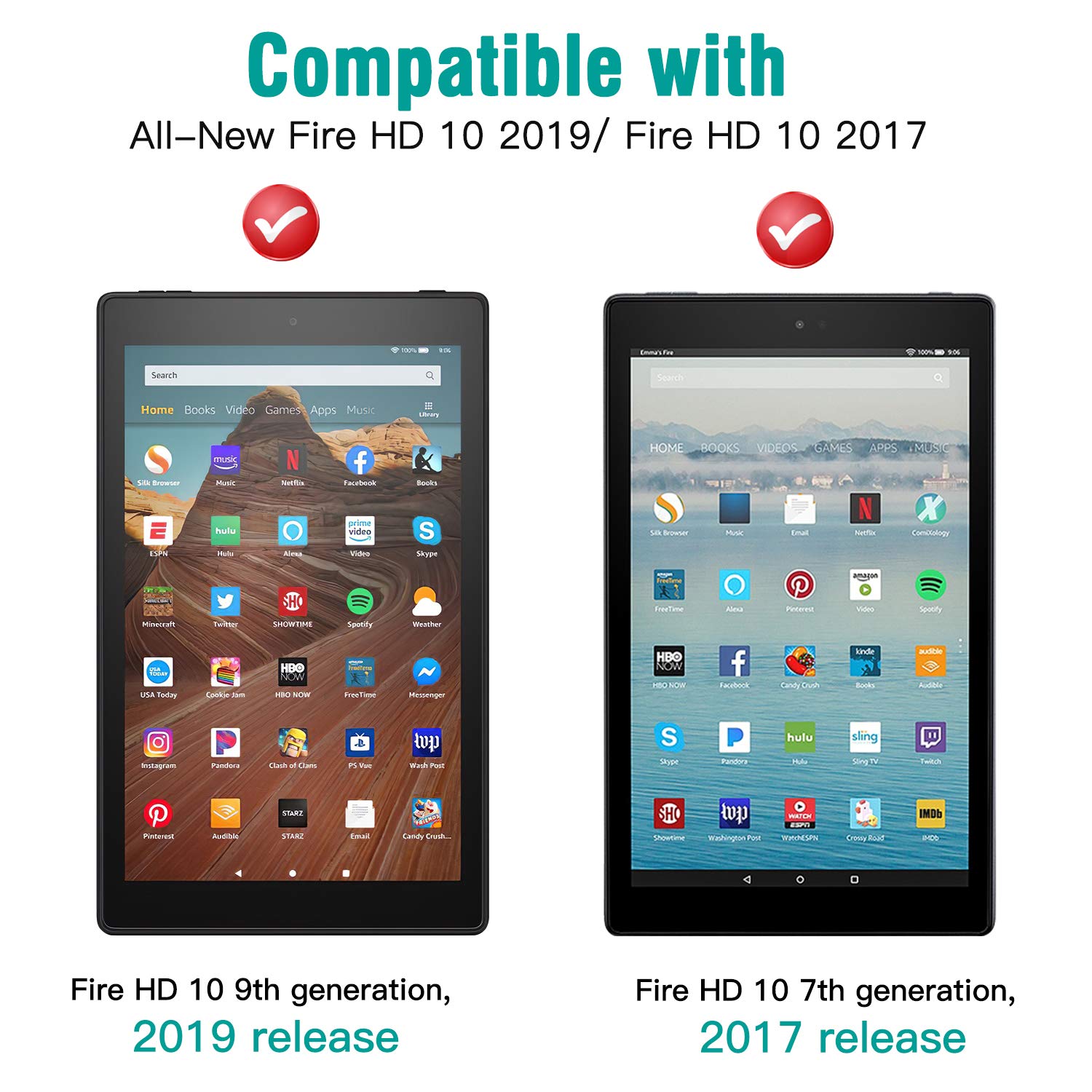 Dadanism All-New Fire HD 10 Tablet Case(9th Generation - 2019 Release) / (7th Generation - 2017 Release), [Flexible TPU Translucent Back Shell] for Fire HD 10.1 Inch Cover - Rose Gold
