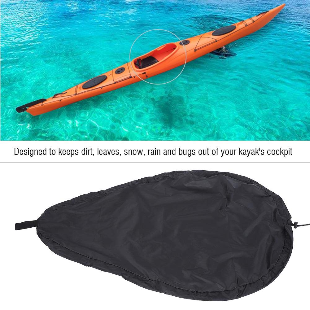 Cockpit Cover for Kayak, Kayak Cockpit Protector, Breathable Adjustable UV50+ Universal Fit Blocking Kayak Canoe Cockpit Cover Protector Black 5 Sizes Optional for Indoor and Outdoor(XL)