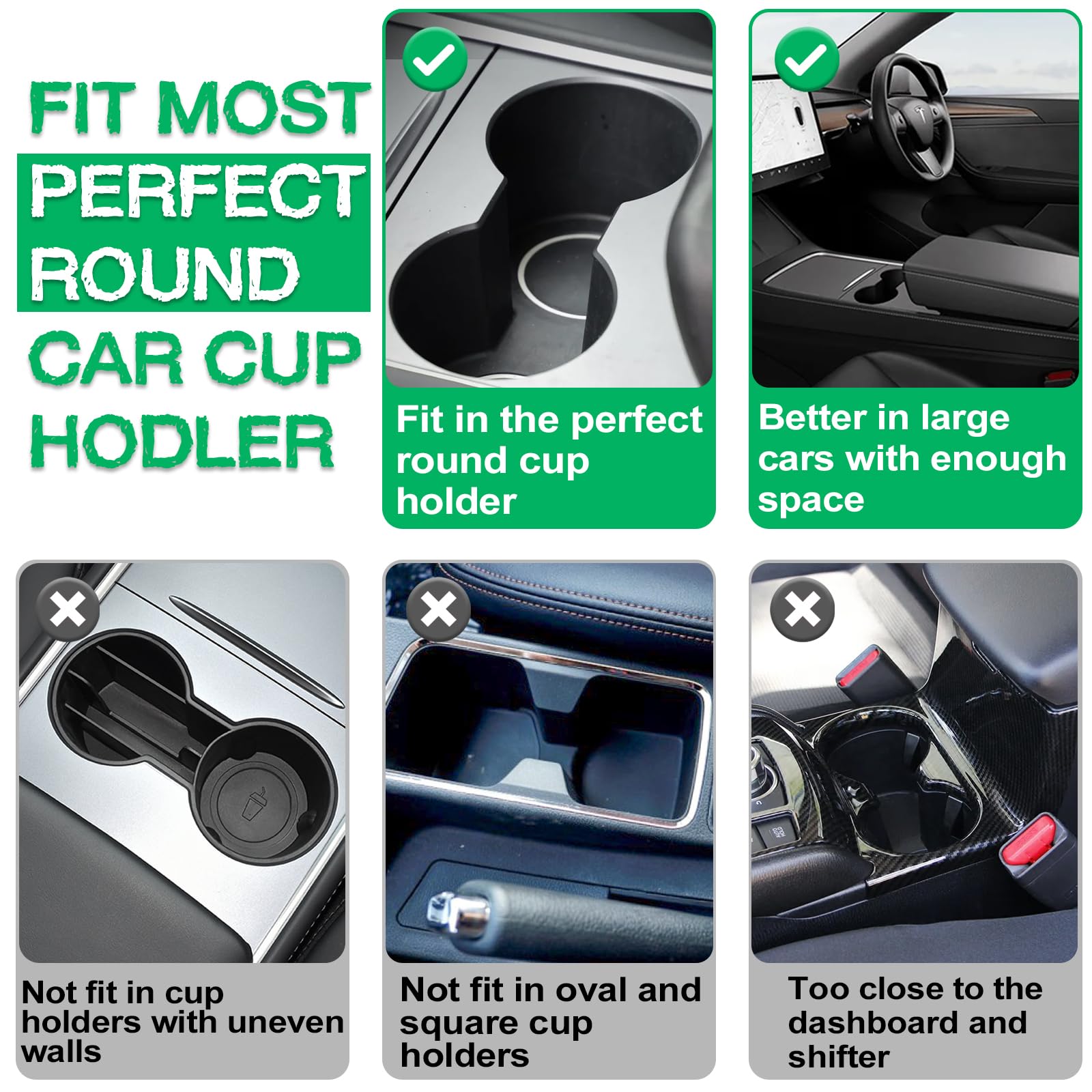 Cup Holder Tray for Car, Drink Holder Expander Compatible with Yeti 20/26/30 oz Hydro Flasks 32/40 oz Nalgenes 30/32/38/48 oz Camelbak 32/40 oz Detachable Tray Table