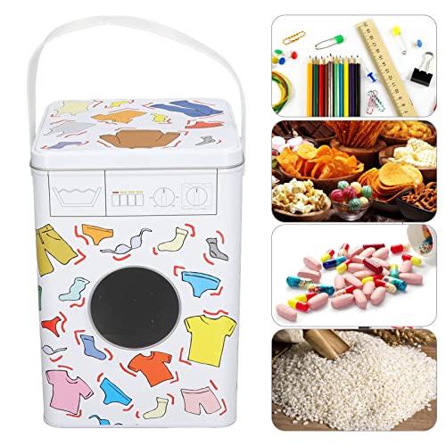 Laundry Detergent Container, Powdered Laundry Detergent Container with Perspective Window Lid Laundry Detergent Powder Storage Tin Box, Washing Machine Appearance Large Capacity Storage Box