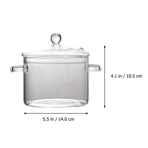 DOITOOL Glass Pots for Cooking On Stove Clear Heating Salad Fruit Serving Bowl Microwave Safe Home Kitchen Porridge Soup Noodles Food Storage (1350ml)