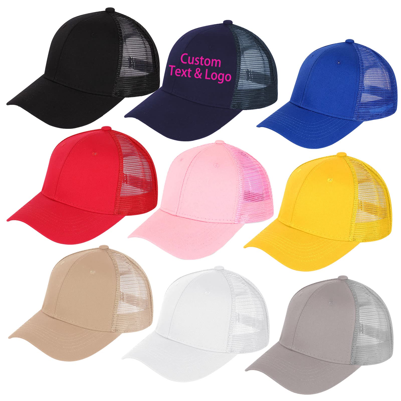 Elfcool 4 Pack Unisex Blank Baseball Cap Mesh Back Baseball Sun Hats Trucker Hat Adjustable Mesh Snapback Hats for Men Women (9pack Mix color)