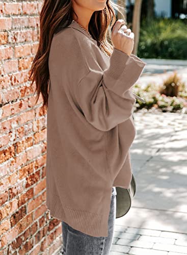 LILLUSORY Womens V Neck Collared Oversized Fall Sweater Clothes 2023 Sexy Cozy Long Sleeve Trendy Knit Knited Polo Pullover Tunic Sweaters Top Cute Outfits