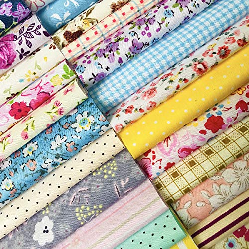 Quilting Fabric, Misscrafts Cotton Craft Fabric Bundle Squares Patchwork Pre-Cut Quilt Squares for DIY Sewing Scrapbooking Quilting Dot Pattern (50PCS 20X20cm)