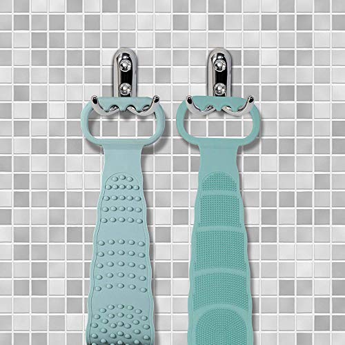 Silicone Back scrubber, Multifunctional Dual Sided Back Scrubber SiliconeDead Skin Removal,Exfoliating Bath Brush Soft,Silicone Massage Bathroom,Long Strap Back Scrubber Body Cleaning Shower(Green)