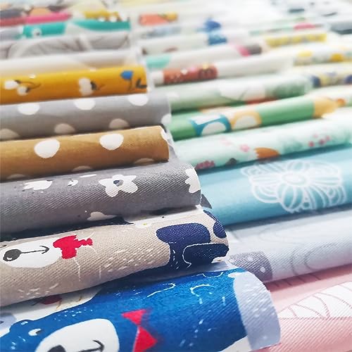 Quilting Fabric, QiMicody 56pcs 100% Cotton 9.8β x 9.8β(25cm x 25cm) Fat Quarters Fabric Bundles, Pre-Cut Squares Sheets for Patchwork Sewing Quilting Crafting, No Repeat Patterns
