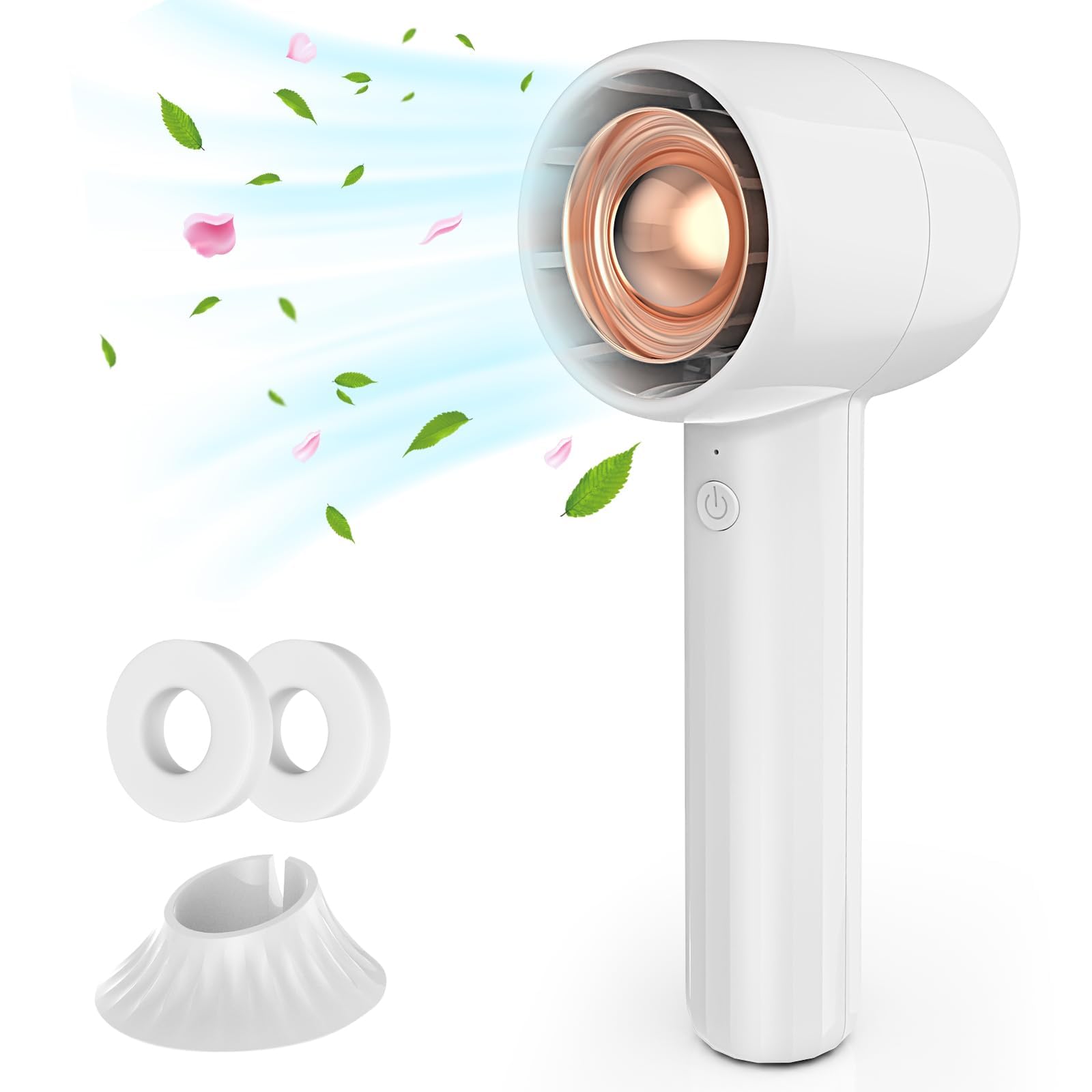 Elingmor Handheld Fan with Aromatherapy,Small Cooling USB Rechargeable Personal Turbo Fan,Quiet Mini Portable Hand Fan,3 Speeds Battery Operated Fan&Desk Base for Travel,Outdoors,Home,Office(White)