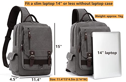 Leaper Canvas Messenger Bag Anti-Theft Crossbody Bags Sling Bag with USB Black, XL