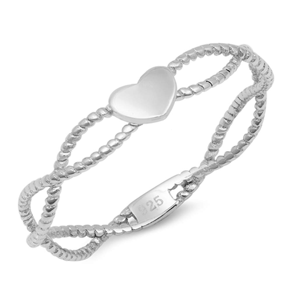 Classic Rope Twist Promise Heart Love Ring New .925 Sterling Silver Band Size 7