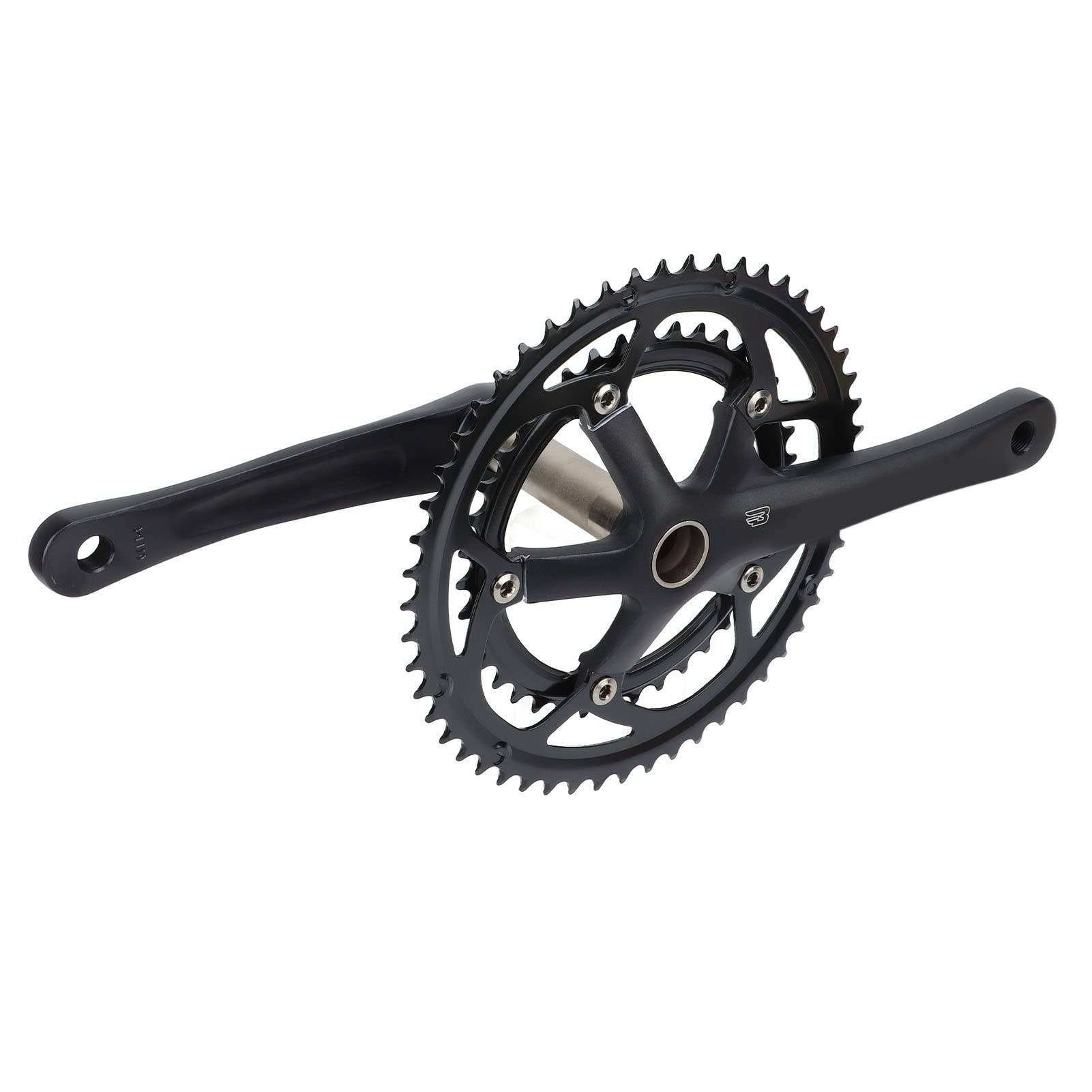 Demeras Hollow Crankset, Shock Resistant Stable High Toughness Black High Strength Bike Crankset High Accuracy for Road Bicycle