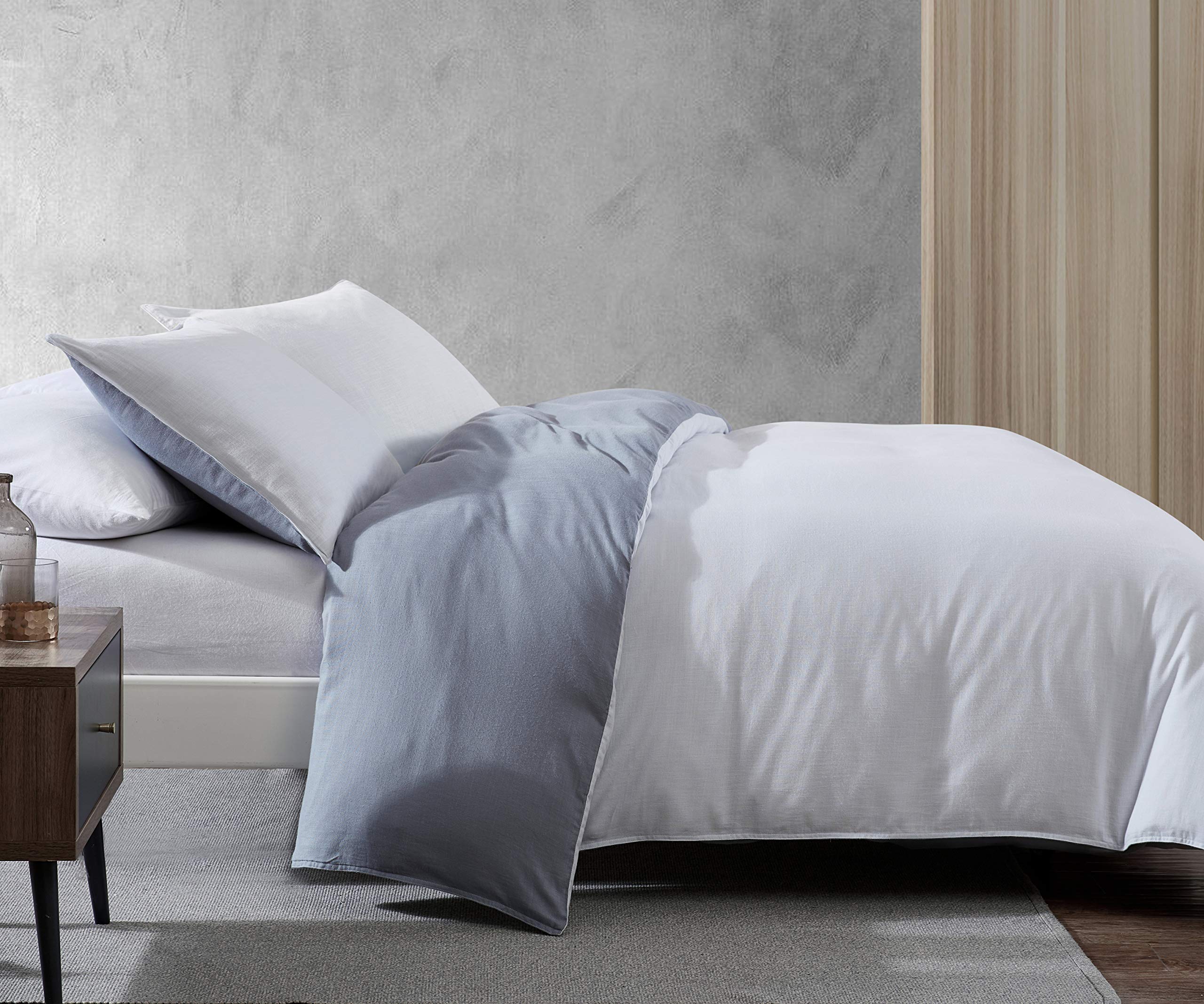 Kenneth Cole New York - King Duvet Cover Set, Reversible Cotton Bedding with Matching Shams, All Season Home Decor (Nila Grey, King)