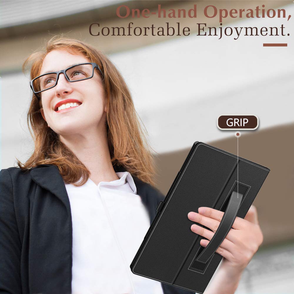 Dadanism All-New Amazon Fire HD 10 Tablet Case (9th Generation - 2019 Release) / (7th Generation - 2017 Release), Folio Cover Slim Stand for 10.1 Inch Cover - Black