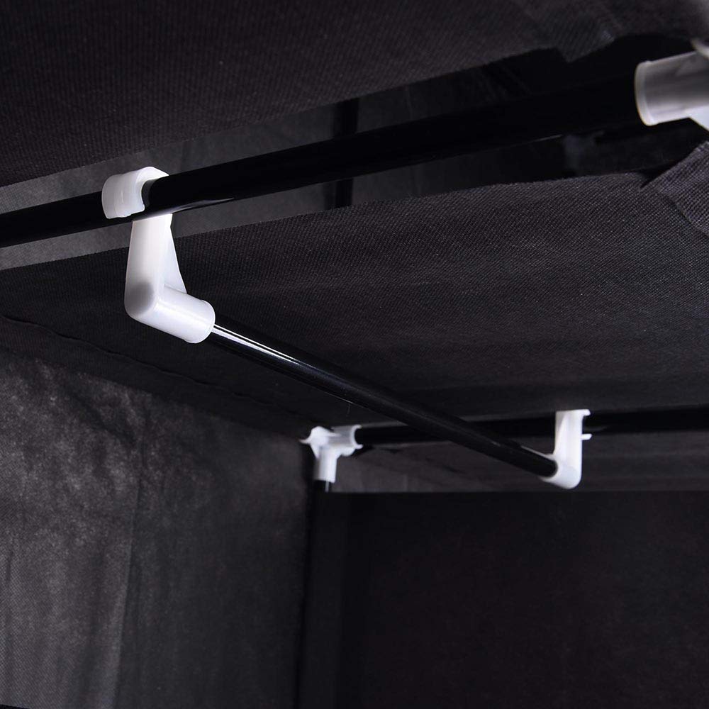 YesHom 50" Portable Non-Woven Fabric Wardrobe Bedroom Closet Clothes Cupboard Hanging Rail Storage Organizer Shelf Back