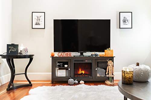 e-Flame USA Whistler LED Recessed Electric Fireplace Stove Insert with Remote - 3D Wood Burning Flame Effect - 28"x24" (Black)