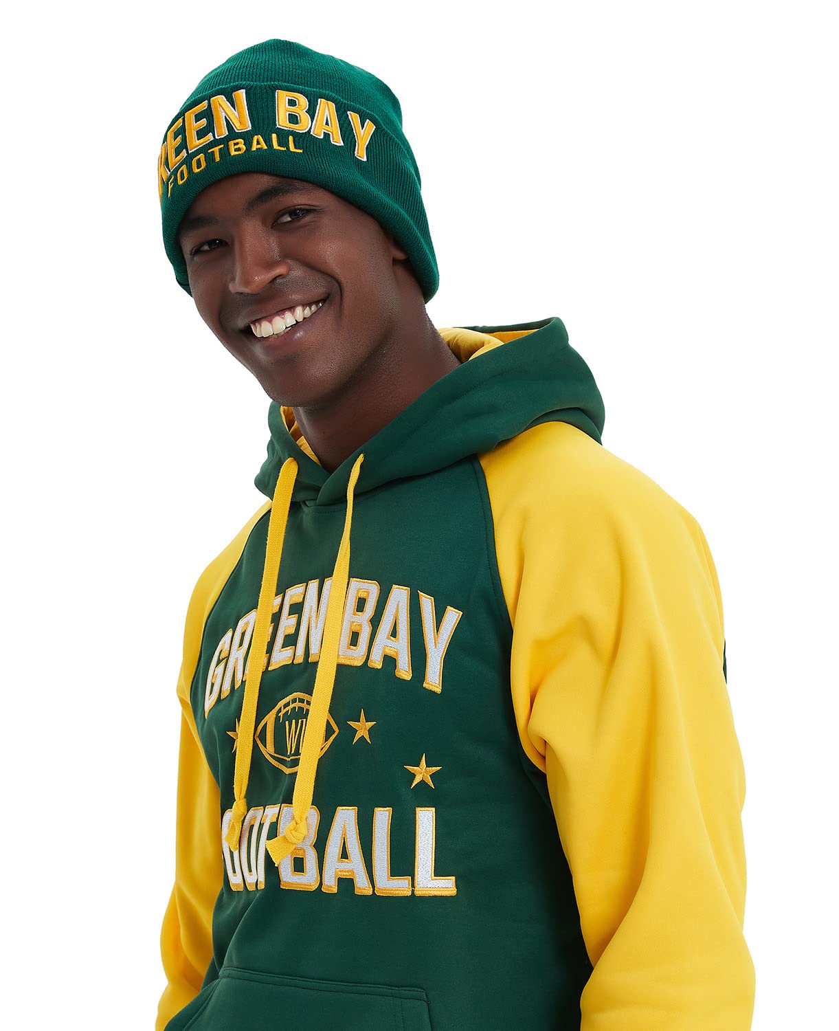 CLORPEAK Green Bay Embroidery Classic Cuff Beanie Hat Cuffed Winter Hat Knit Toque Skull Cap - Green OneSize