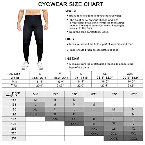 CYCWEAR Bike Pants for Men Cycling Pants 5D Padded Compression Mountain Bike Tights