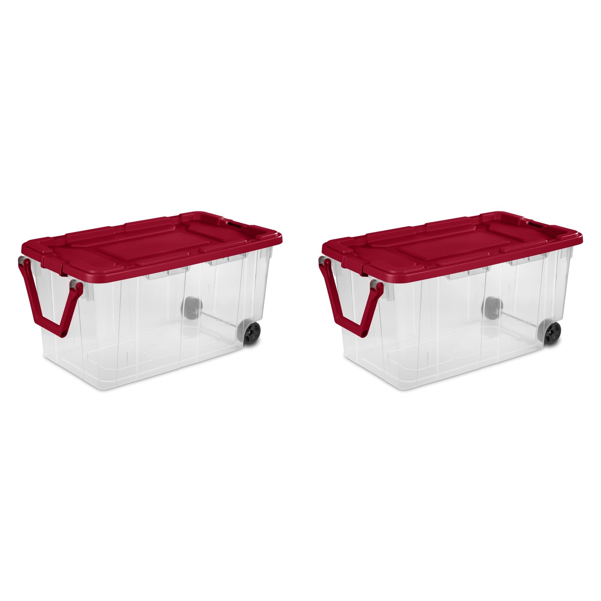DaNeti 160 Qt. Wheeled Storage Box Plastic, Infra Red, Set of 2