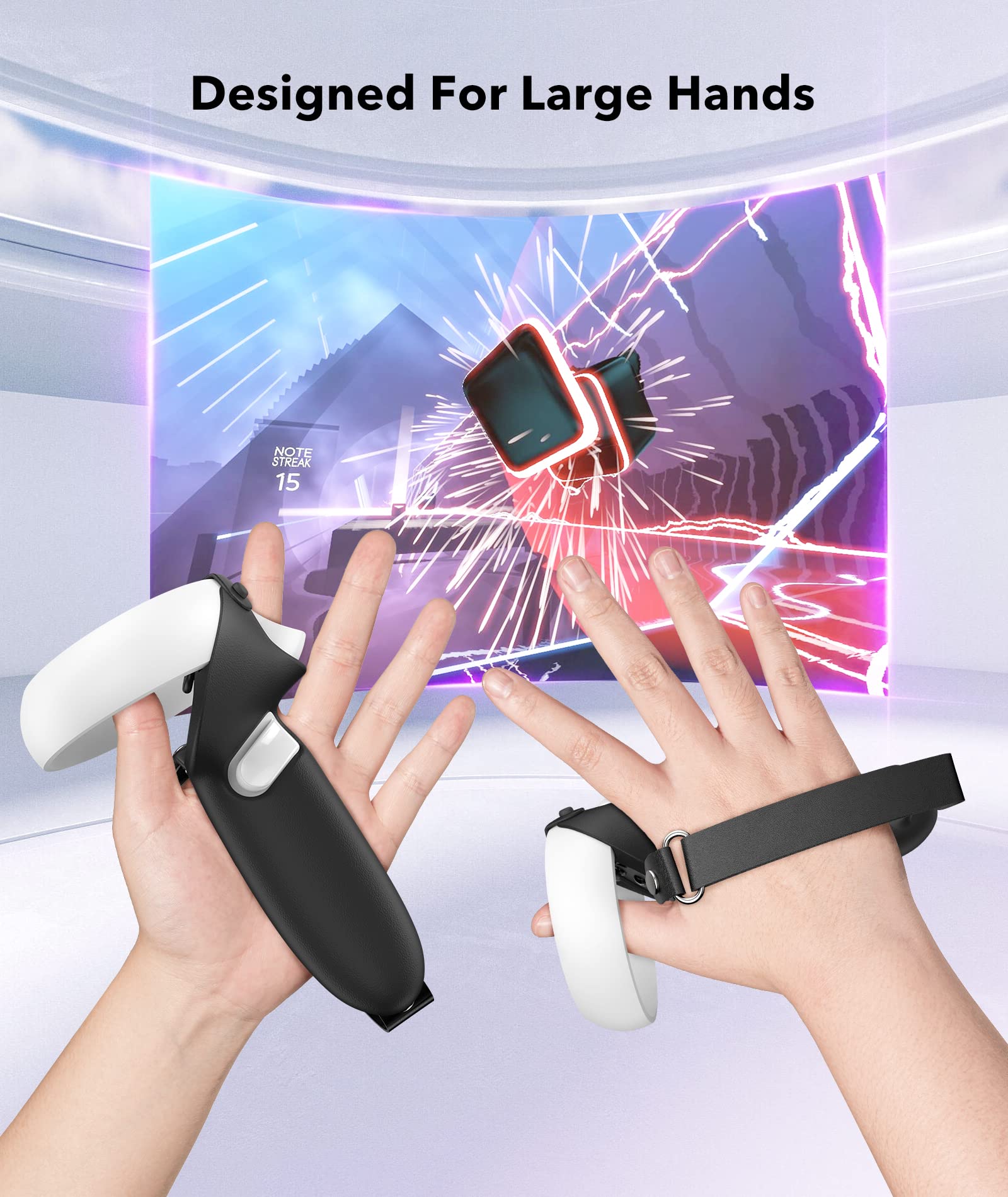 Elite Head Strap with 6000 mAh Battery Pack and Extended 1.65 Inches of Controller Grip for Oculus Quest 2