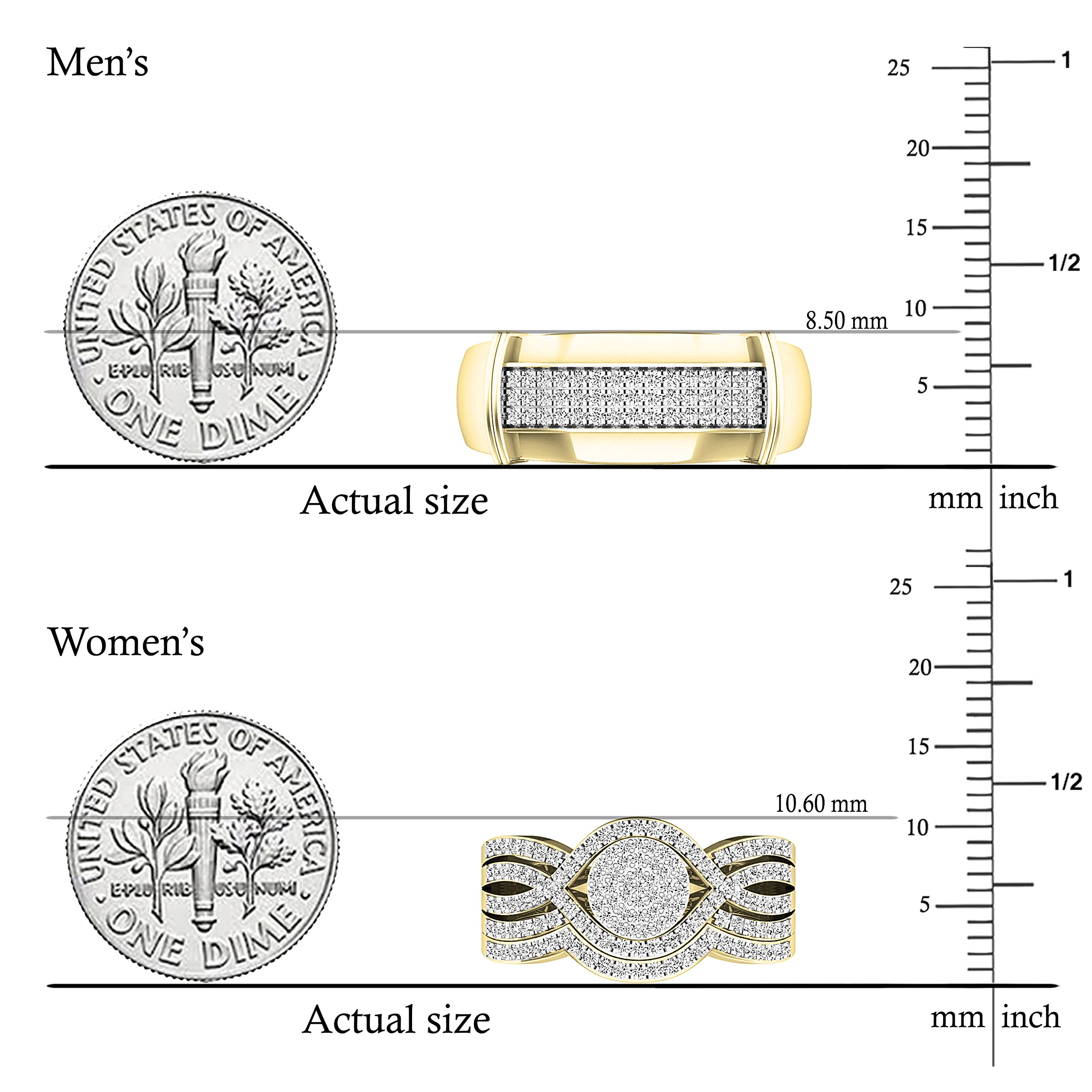 Dazzlingrock Collection Men’s and Women’s Ring with Enhancer Guard Band, 0.65 Carat (ctw) Diamond with 10k Yellow Gold, White