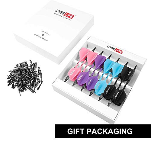 CyeeLife Plastic tip Darts Set 14g,Flights Don't Fall Off&Beautiful-Colorful&Durable Flights&Not Easy to Break&Bend,with Extra Tips&Dart Tool