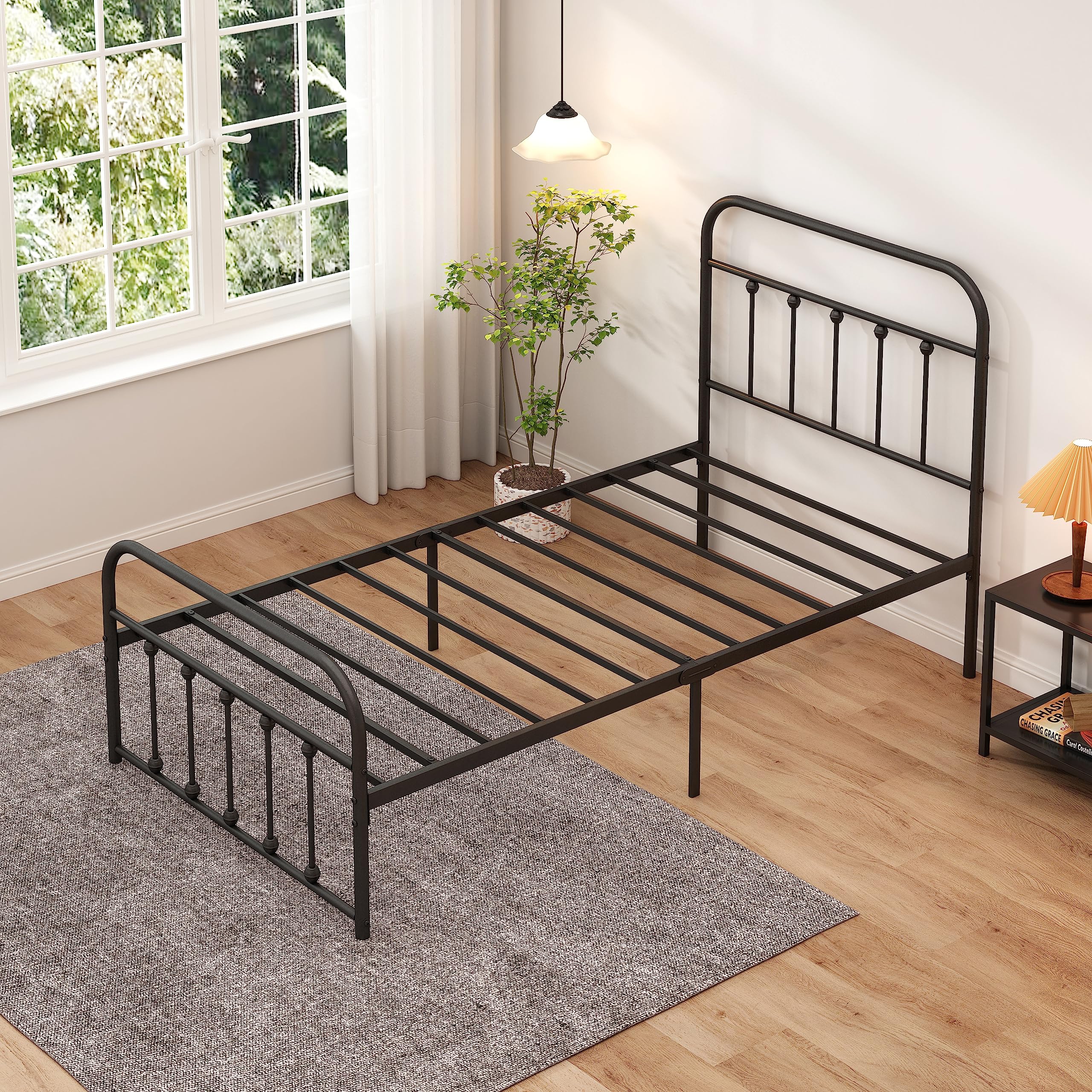 Closadin Classic Metal platform bed Frame with Heaboard and Footboard,Strong Metal Slats Support,No Box Spring Needed,Easy Assembly,Full Size,Black