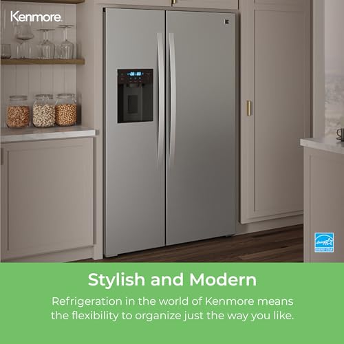 Kenmore 46-51805 Counter-Depth Side Refrigerator/Freezer with Stainless Steel, Water Dispenser, Ice Maker, Quiet and Energy Efficient Inverter Compressor, 36 Inch